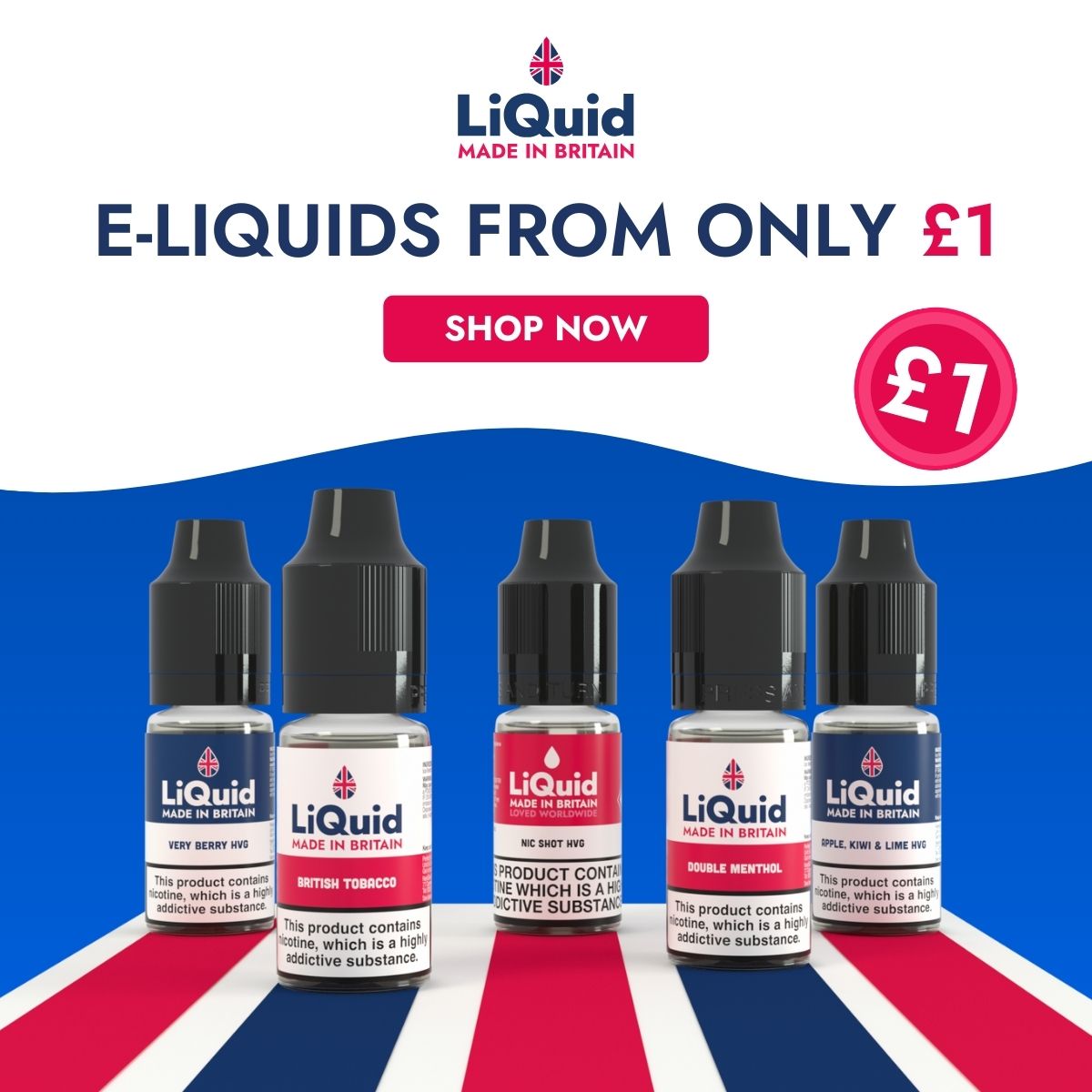 Cheap UK Made E-Liquid & Bar Salts - Only £1 for 10ml!